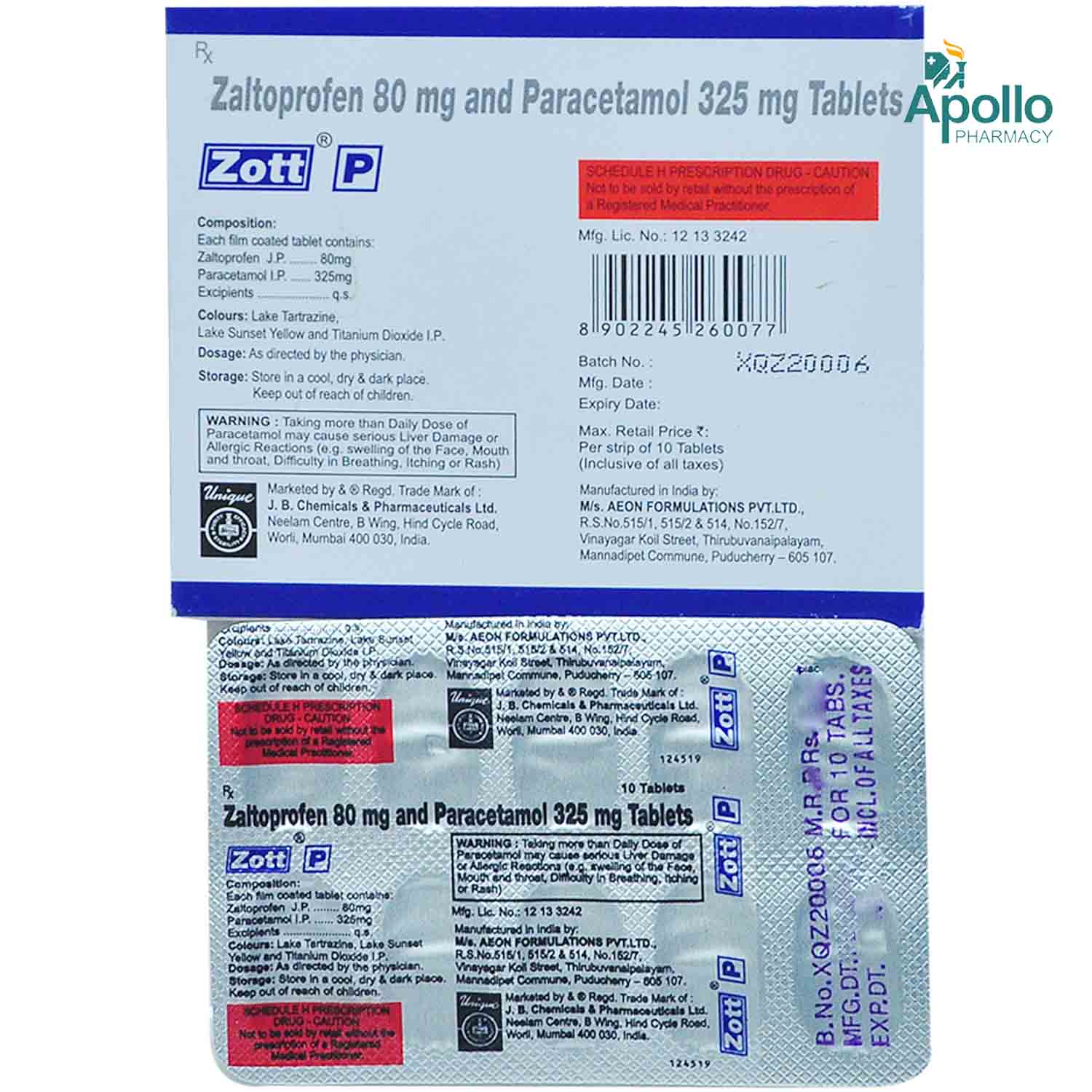 Zott P Tablet | Uses, Side Effects, Price | Apollo Pharmacy