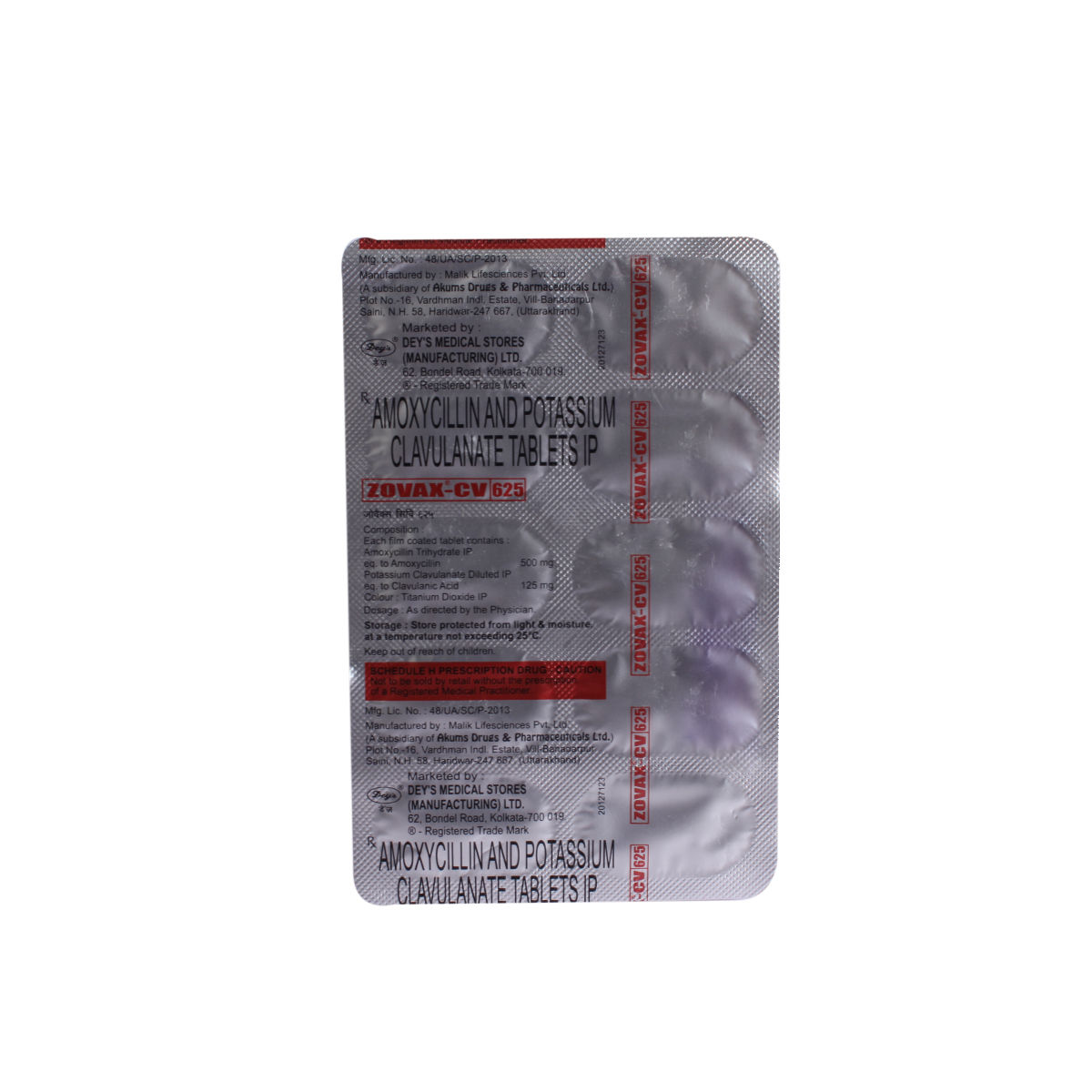 Zovax-Cv 625mg Tablet 10's Price, Uses, Side Effects, Composition ...