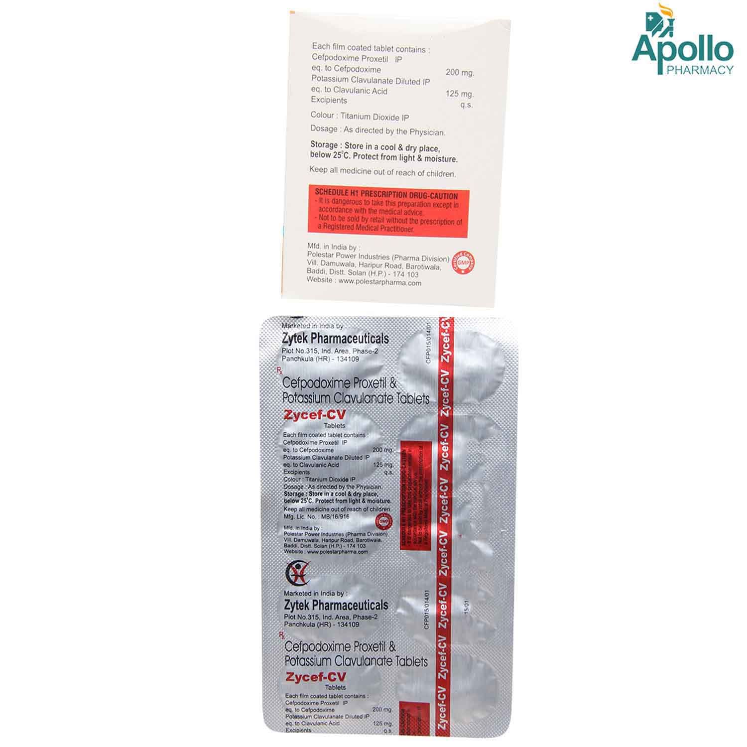 Zycef CV Tablet 10's Price, Uses, Side Effects, Composition - Apollo ...