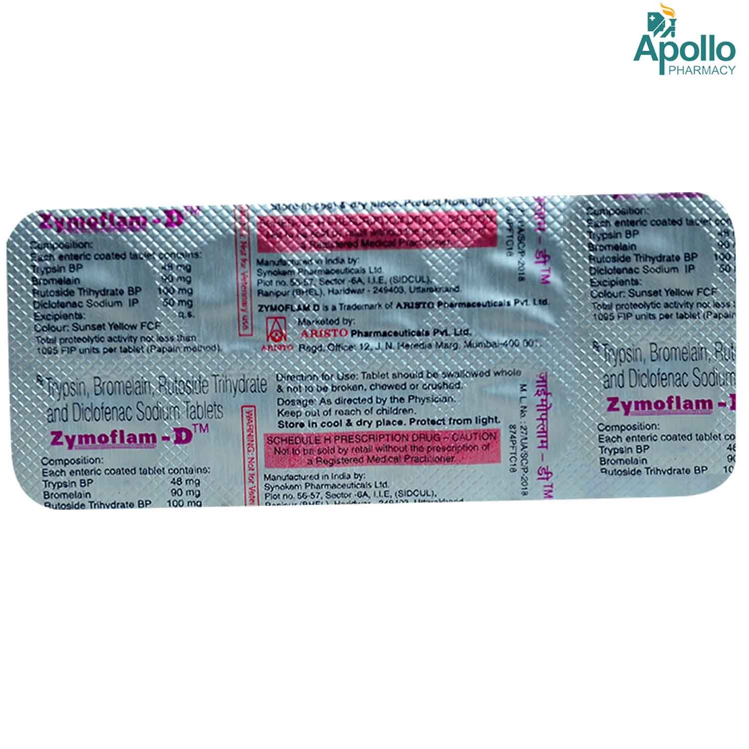 Zymoflam D Tablet 10's Price, Uses, Side Effects, Composition - Apollo ...