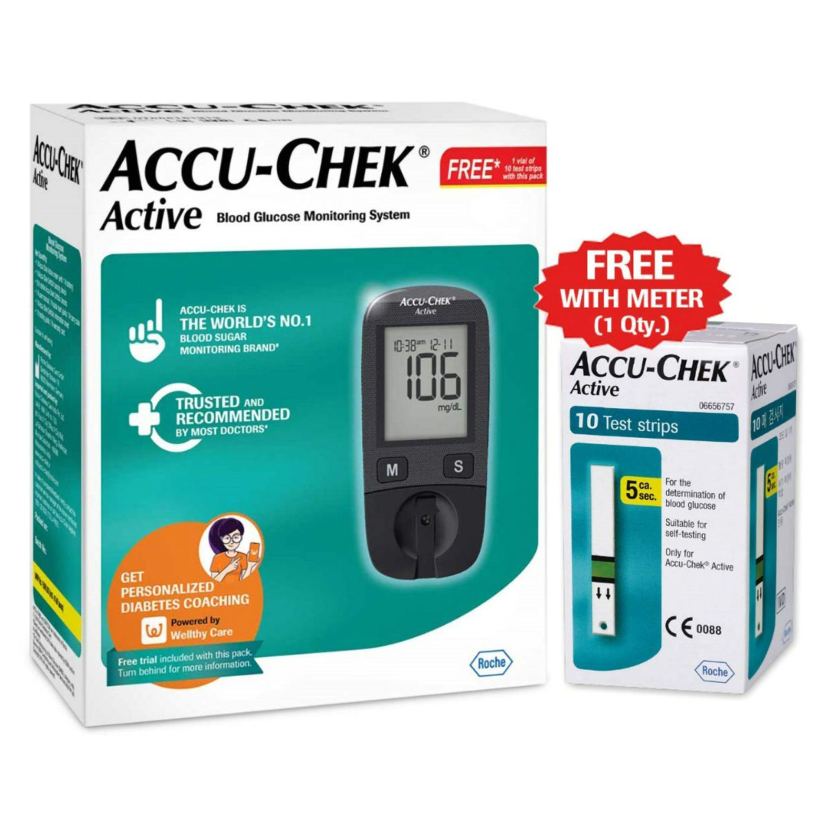 Buy Accu-Chek Active Blood Glucose Monitoring System With 10 Free Test ...