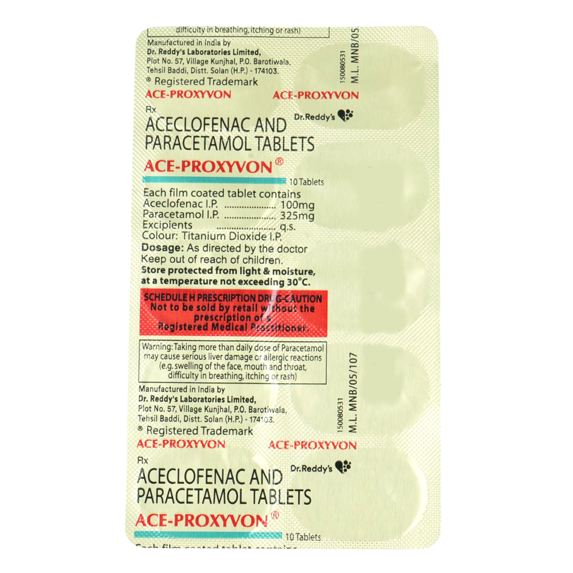 Ace-Proxyvon Tablet 10's | Uses, Side Effects, Price | Apollo Pharmacy