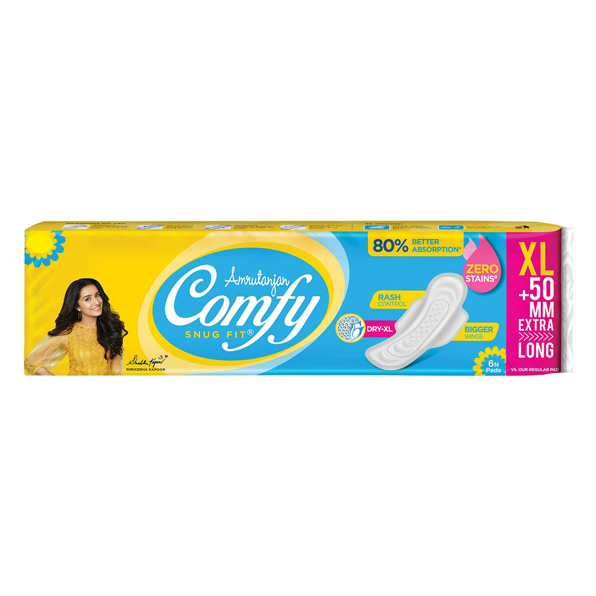 Buy Amrutanjan Comfy Snug Fit Dry Pads XL, 6 Count | 19 Minutes ...