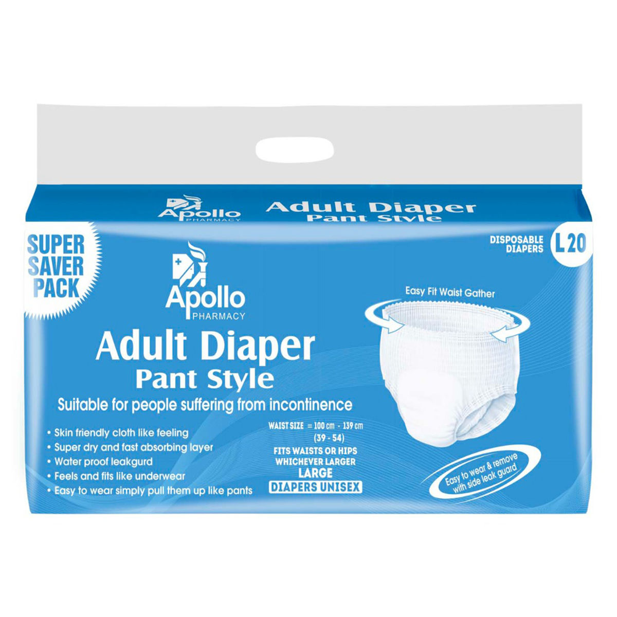Apollo Life Adult Diaper Pants Large, 20 Count | Uses, Benefits, Price ...