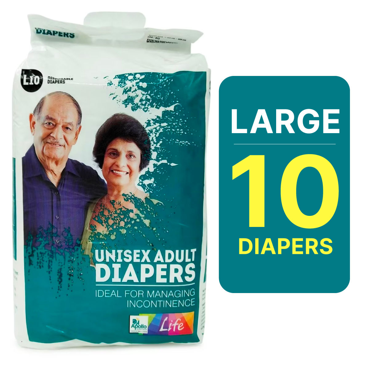 Buy Apollo Life Unisex Adult Diapers Large 10's - Apollo Pharmacy.
