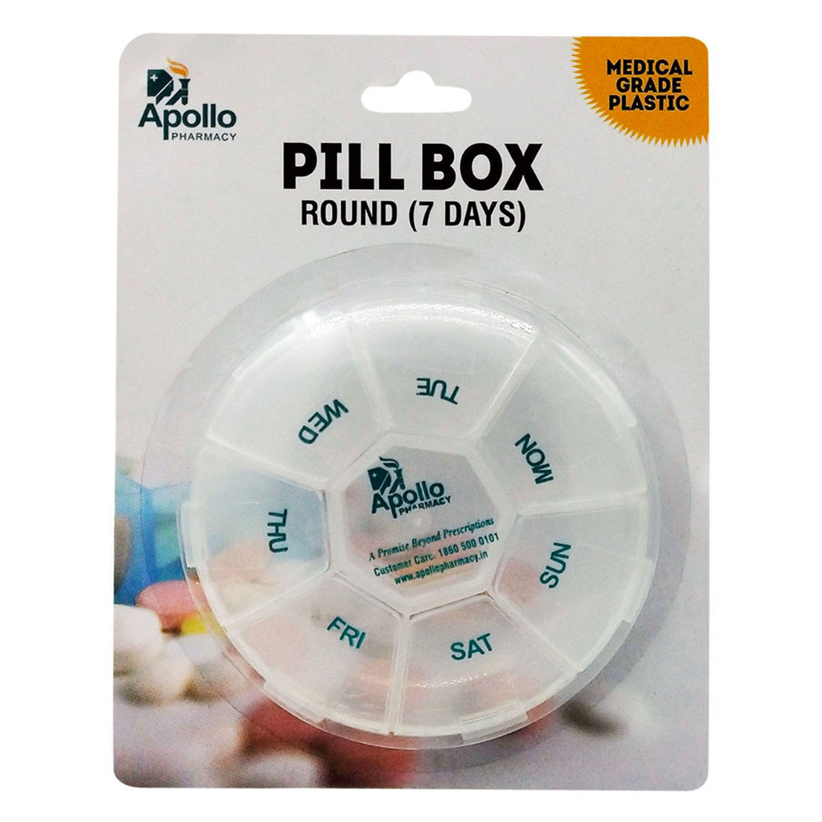 Buy Apollo Pharmacy Pill Box Round 7 Days, 1 Kit | 19 Minutes Delivery ...