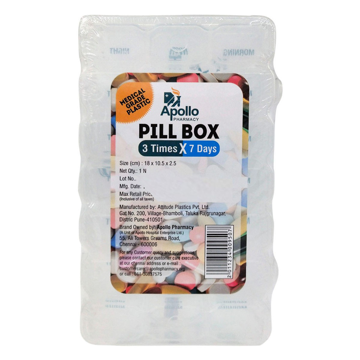 Buy Apollo Rectangle Pill Box Rectangle 3 x7 Days, 1 Count | 19 Minutes ...