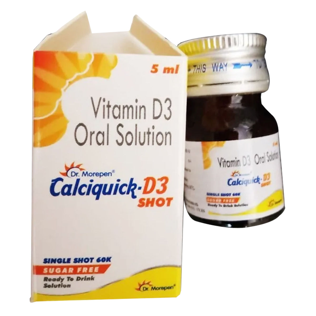 Buy Calciquick-D3 Shot 60K Sugar Free Oral Solution 5 ml | 19 Minutes ...