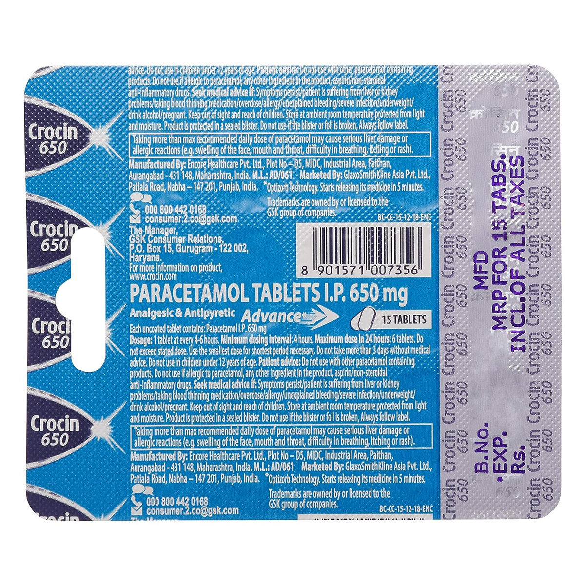 Crocin 650 Tablet 15's | Uses, Benefits, Price | Apollo Pharmacy