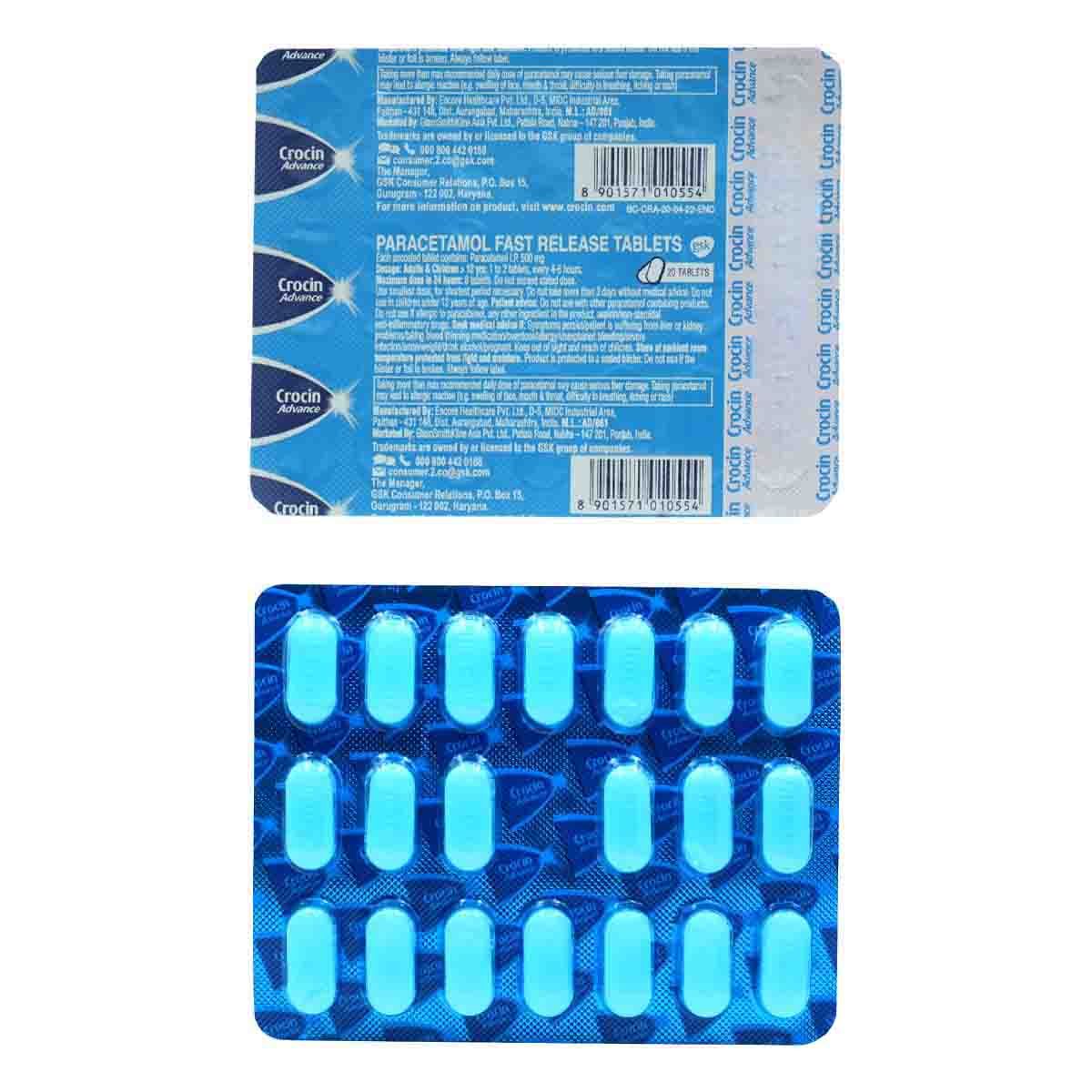 Buy Crocin Advance Tablet | 19 Minutes Delivery | Apollo Pharmacy