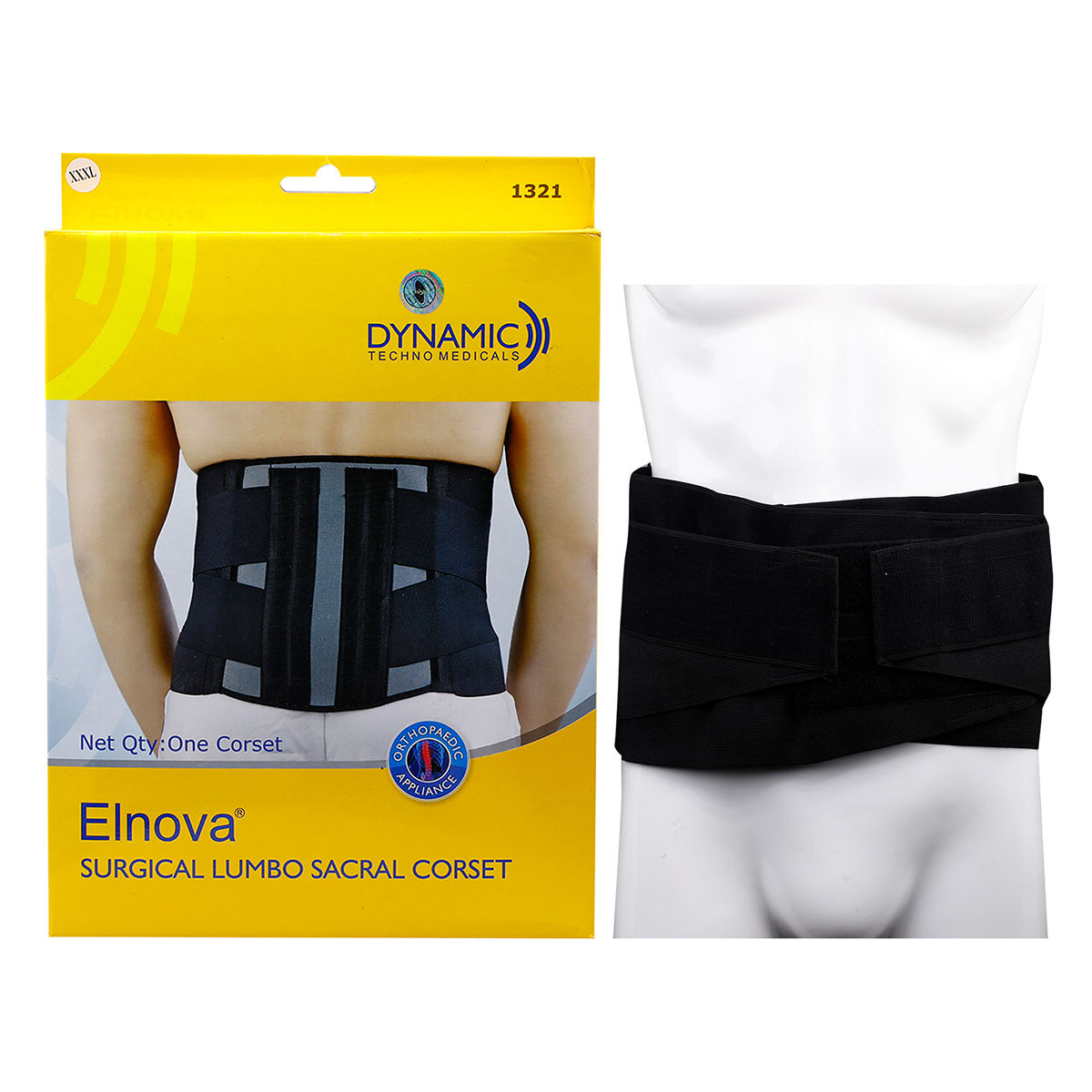 Dynamic Elnova Lumbo Sacral Corset Large, 1 Count | Uses, Benefits, Price | Apollo Pharmacy