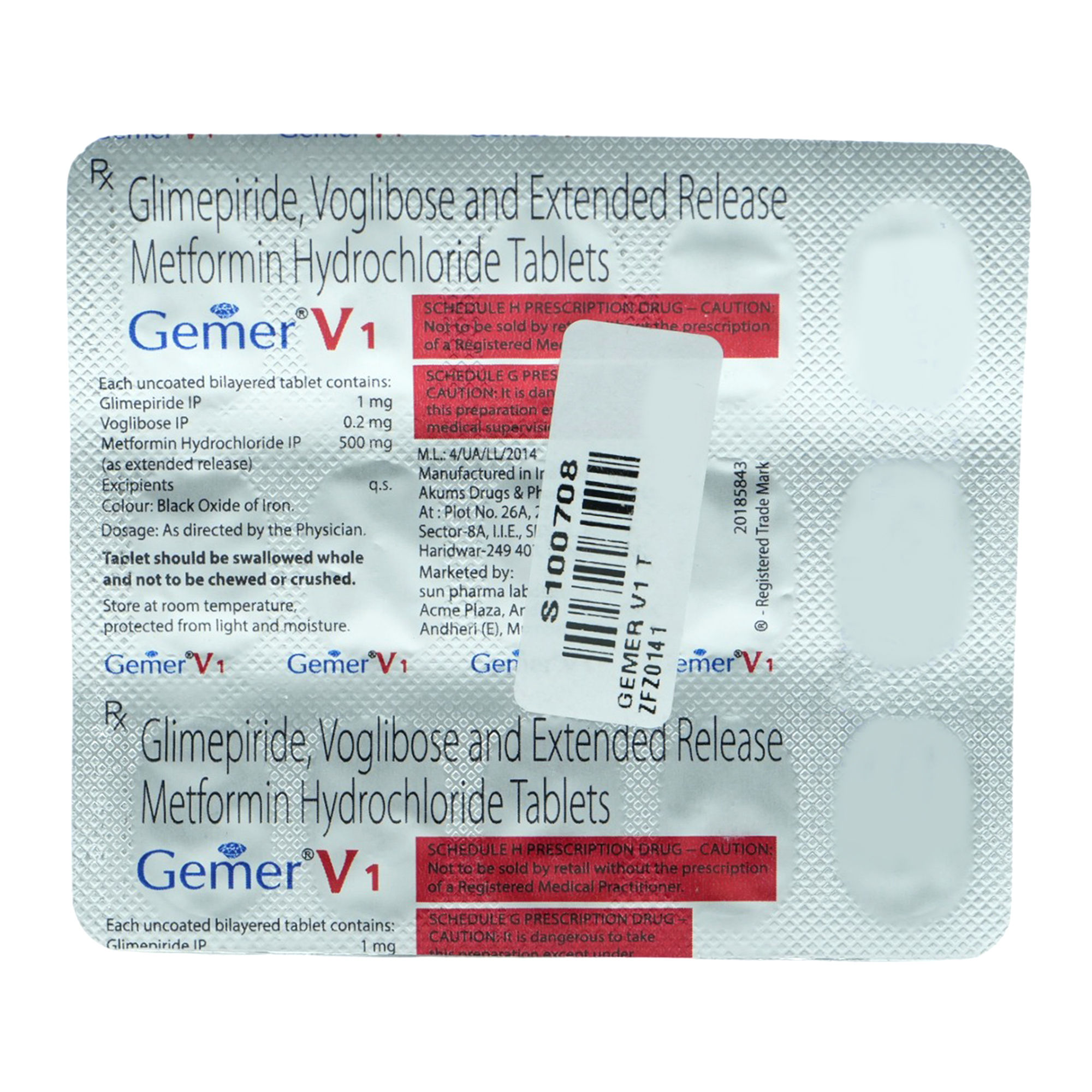 Gemer V 1 Tablet | Uses, Side Effects, Price | Apollo Pharmacy
