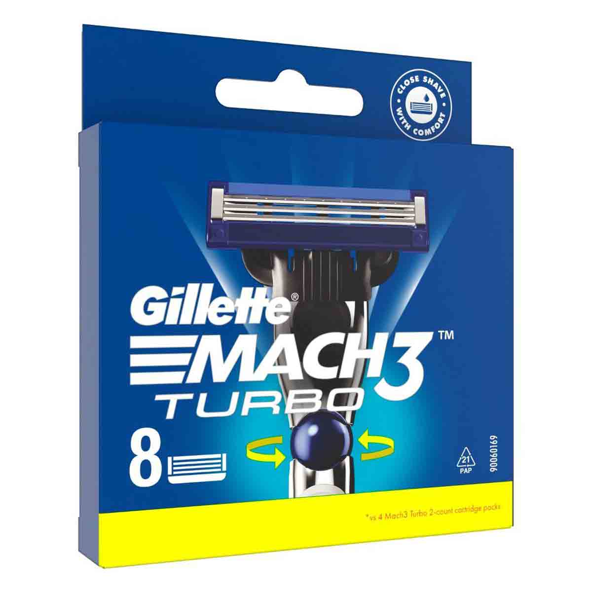 Gillette Mach 3 Turbo Cartridge, 8 Count | Uses, Benefits, Price ...