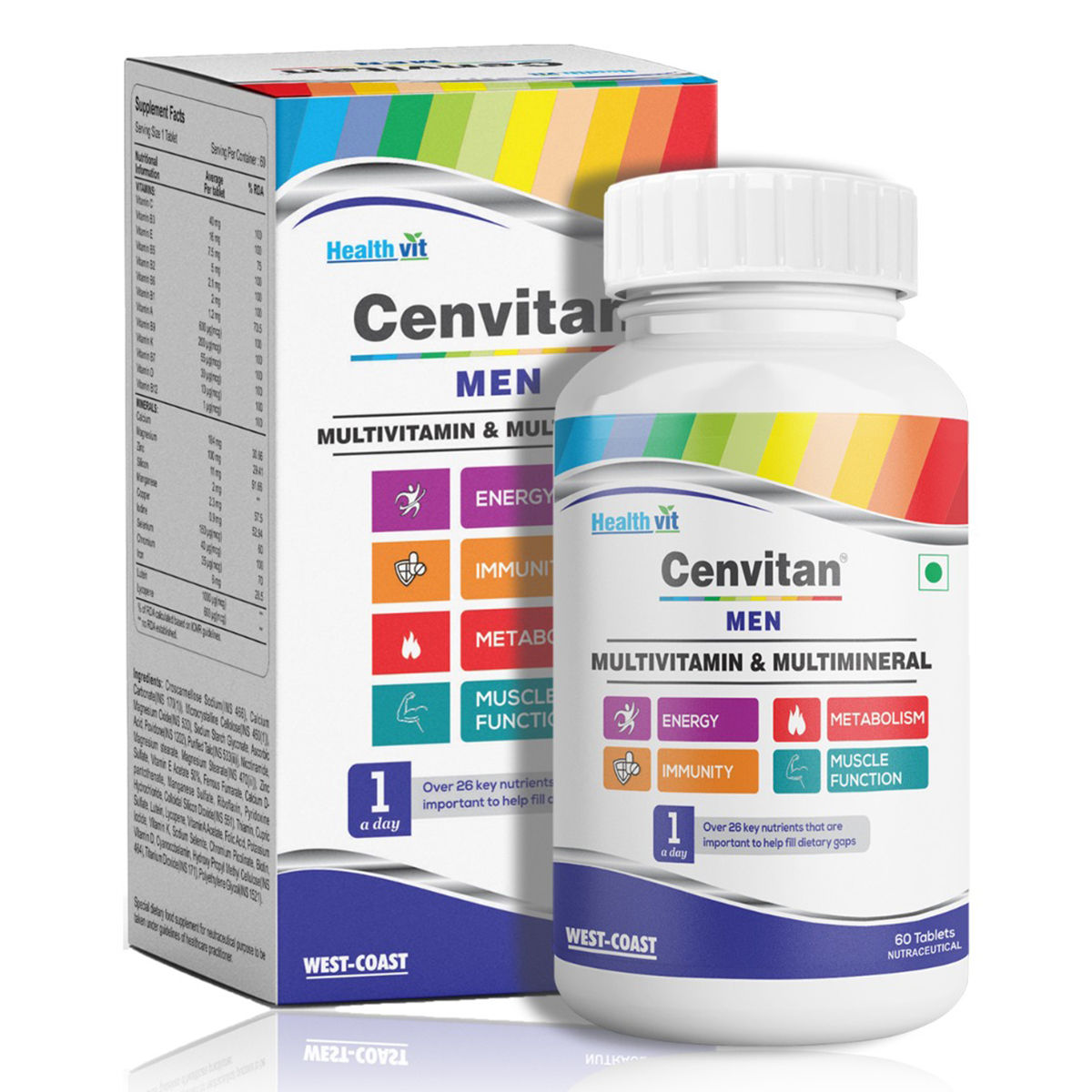 Healthvit Cenvitan Men Multivitamin & Multimineral, 60 Tablets | Uses ...