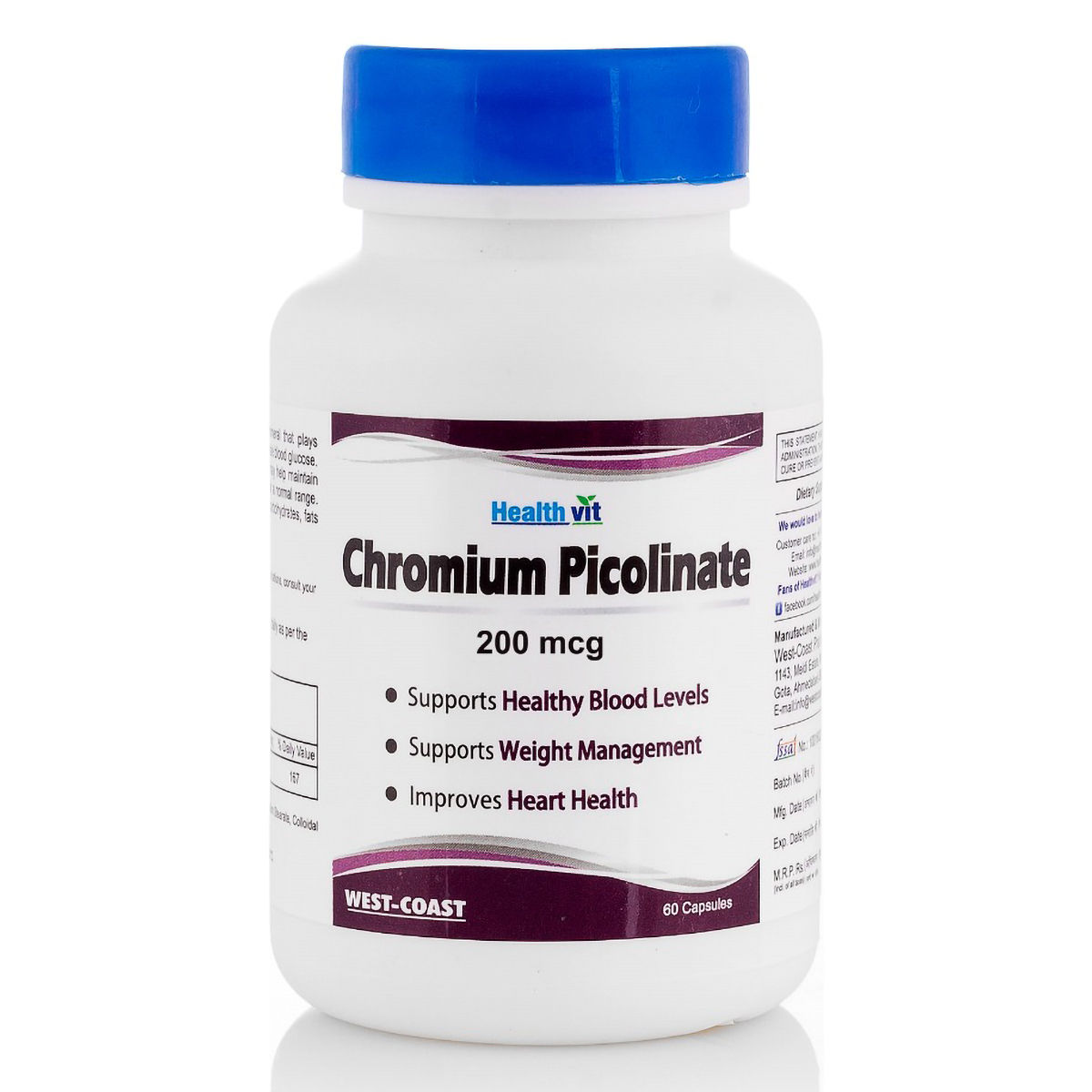 Buy Healthvit Chromium Picolinate 200 mg, 60 Capsules | 19 Minutes ...