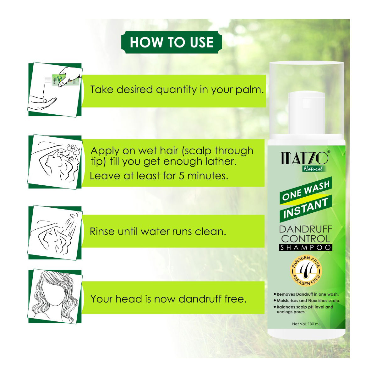 Matzo One Wash Instant Dandruff Shampoo, 100 ml | Uses, Benefits, Price ...
