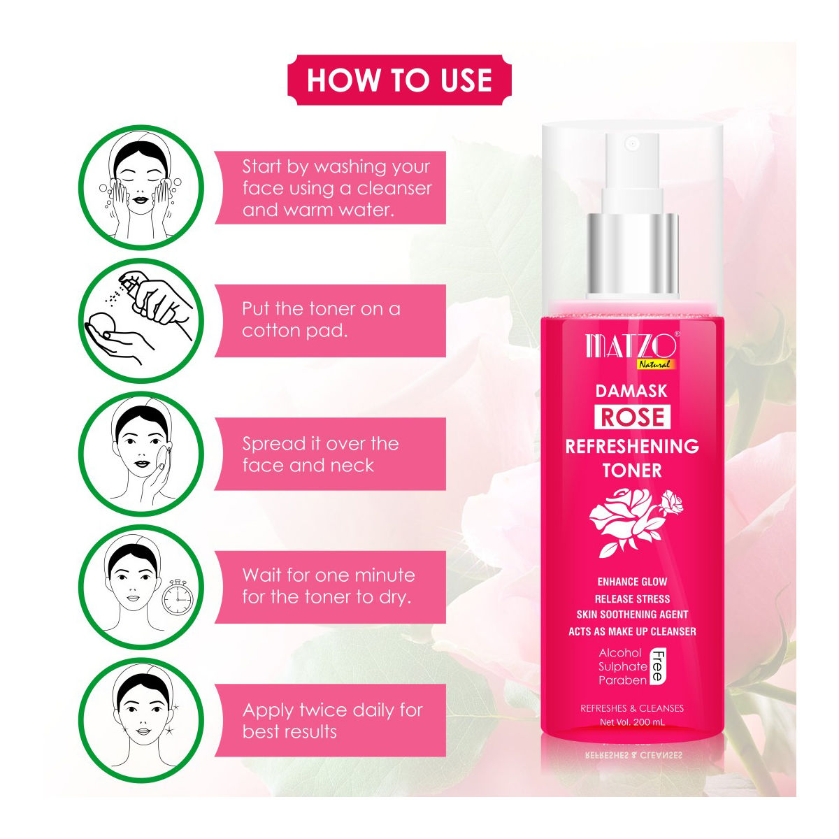 Matzo Damask Rose Refreshing Toner, 200 ml | Uses, Benefits, Price ...