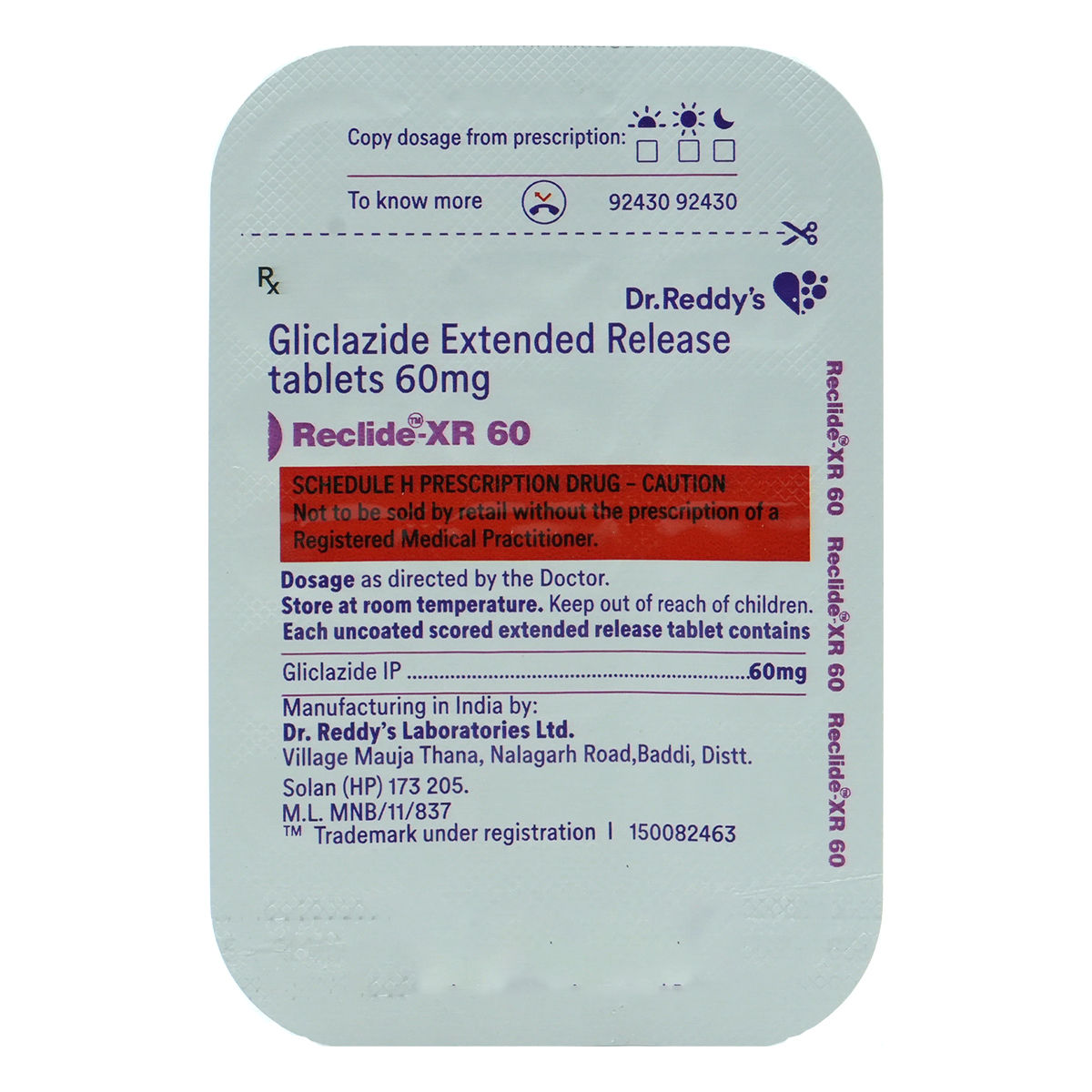 Reclide-XR 60 Tablet 15's | Uses, Side Effects, Price | Apollo Pharmacy