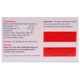 Telma CT 40 Tablet | Uses, Side Effects, Price | Apollo Pharmacy