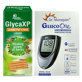 Buy Apollo Pharmacy GlycaXP + Dr. Morepen Glucometer Combo Pack, 1 Kit ...