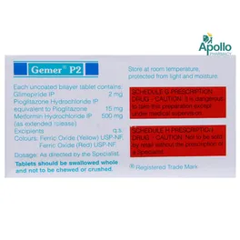 Gemer P2 Tablet | Uses, Side Effects, Price | Apollo Pharmacy