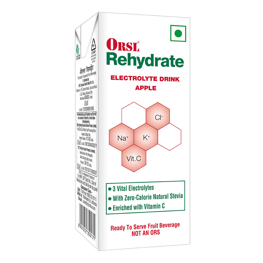 Buy ORSL Rehydrate Electrolyte Apple Flavour Drink | 19 Minutes ...