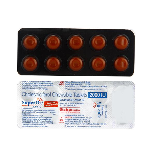 Buy Super D3 2000IU Tablet | 19 Minutes Delivery | Apollo Pharmacy