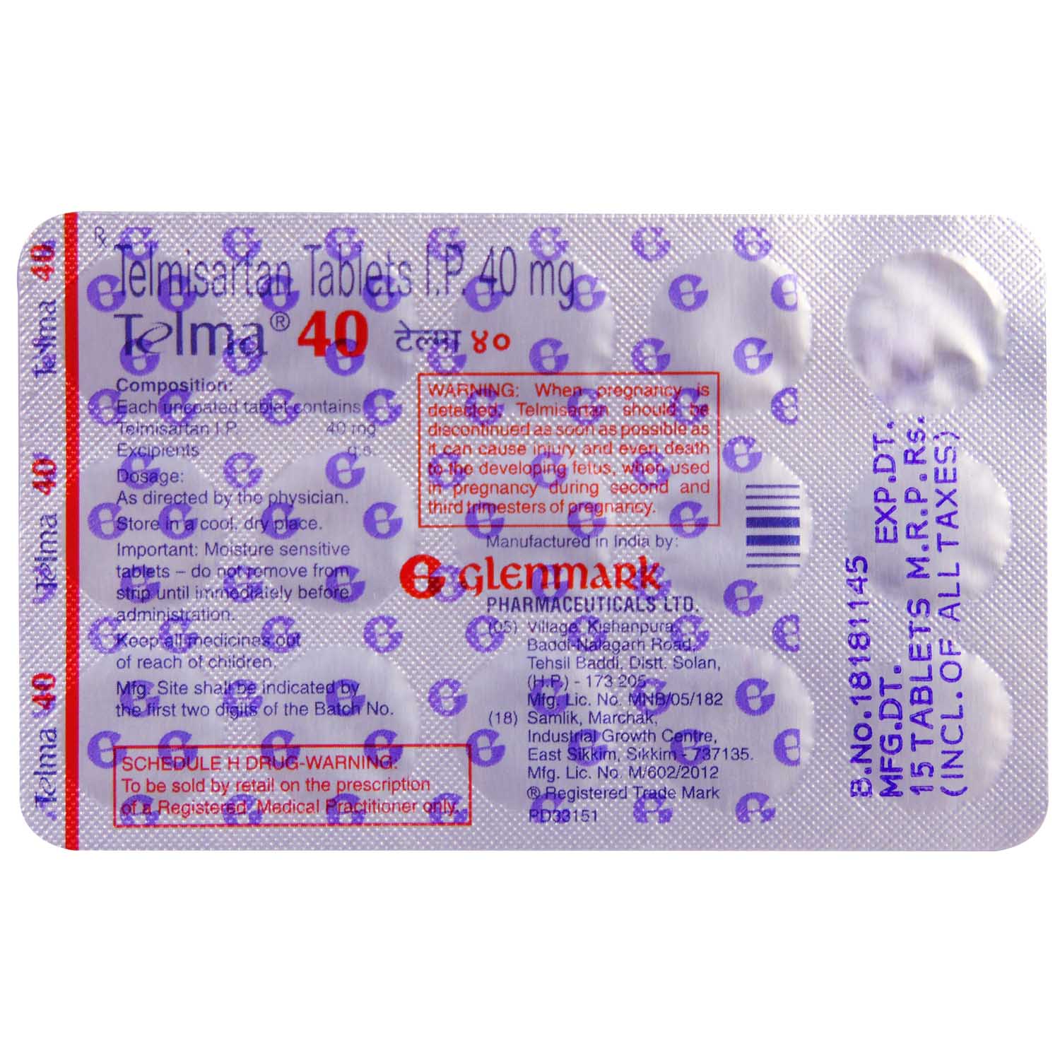 Telma 40 mg Tablet | Uses, Side Effects, Price | Apollo Pharmacy