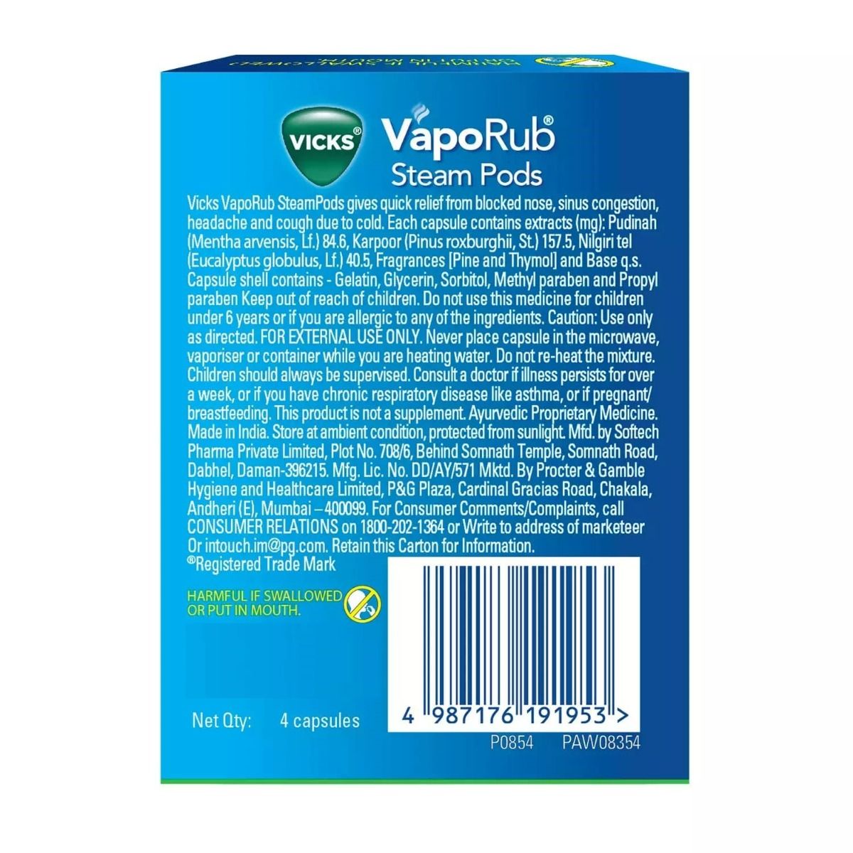 Buy Vicks VapoRub Steam Pods, 4 Capsules | 19 Minutes Delivery | Apollo ...
